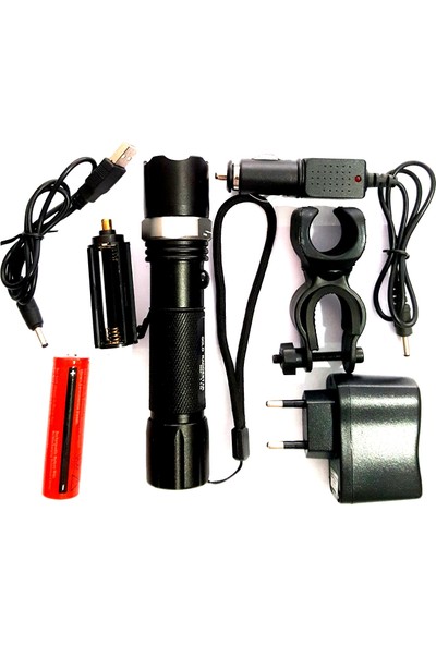 Swat Şarjlı El Feneri Swat KM-110 Polis Feneri Bekçi Feneri Güvenlikçi Feneri