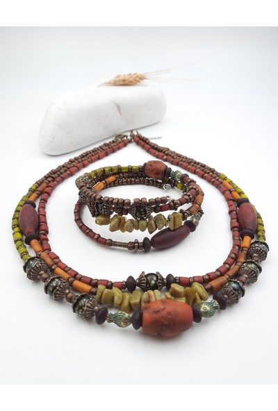 Takıtokacınız Doğal Taşlı Kolye Bileklik Set