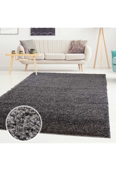 Vinosa Home Koyu Gri Shaggy Mutfak Oturma Ve Yatak Odası Halısı