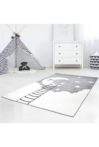 Vinosa Home Ay Ve Yıldız Desenli Modern Bebek Çocuk Odası Halısı