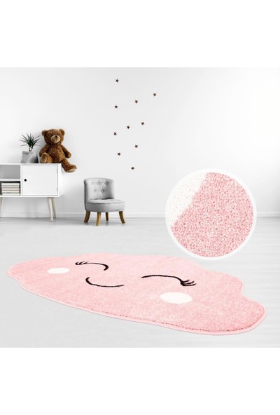 Vinosa Home Bulut Şekilli Pembe Renk Bebek Ve Çocuk Odası Halısı