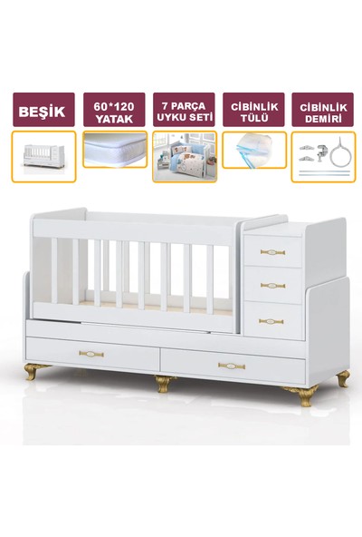 By Golden 5 Çekmeceli Avangard Büyüyen Bebek Beşiği Set