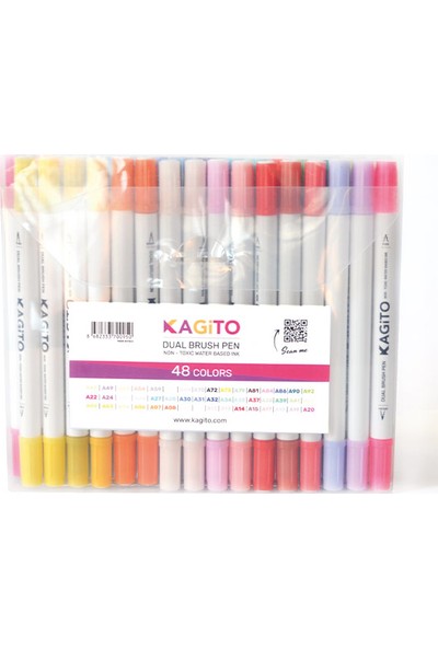 Kagito Çift Taraflı Brush Pen 48’li Set