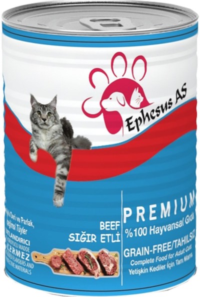 Ephesus As Sığır Etli Kedi Konservesi Yaş Mama 415 gr x 24 Adet Ephesus As Sığır Etli Kedi Konservesi Yaş Mama 415 gr x 24 Adet