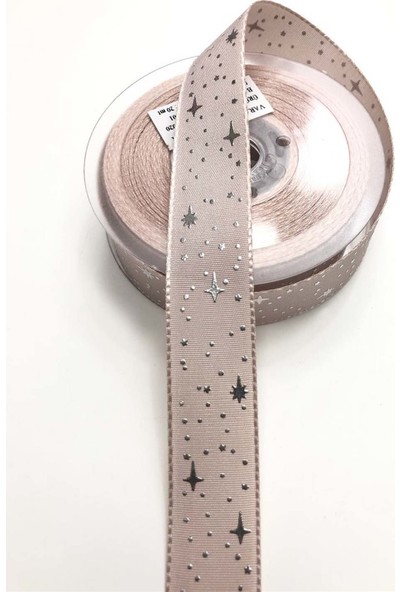 Hobigram Pudra Yıldız Desenli Grogren Kurdele 2,5 cm