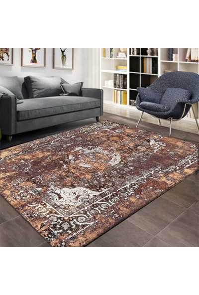 Canel Kahve Sarı Osmanlı Eskitme Desenli Lastikli Halı Örtüsü Halı Kılıfı Canel Kahve Sarı Osmanlı Eskitme Desenli Lastikli Halı Örtüsü Halı Kılıfı