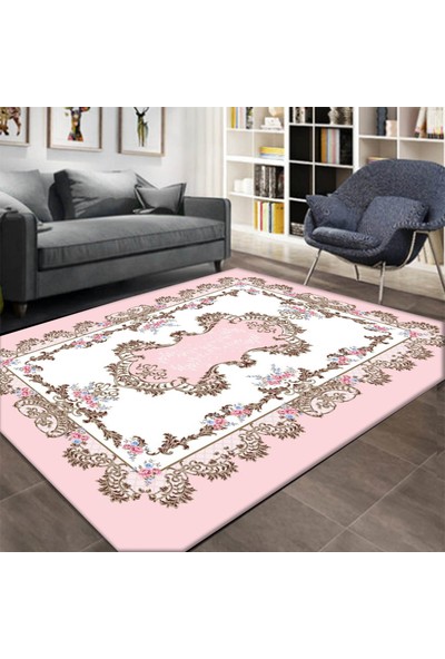 Canel Kahve Pembe Beyaz Çiçekler Desenli Lastikli Halı Örtüsü Halı Kılıfı Canel Kahve Pembe Beyaz Çiçekler Desenli Lastikli Halı Örtüsü Halı Kılıfı