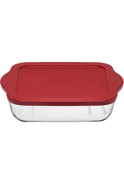 Paşabahçe Borcam Kırmızı Plastik Kapaklı Kare Tepsi 1950 cc 1 Adet Paşabahçe Borcam Kırmızı Plastik Kapaklı Kare Tepsi 1950 cc 1 Adet