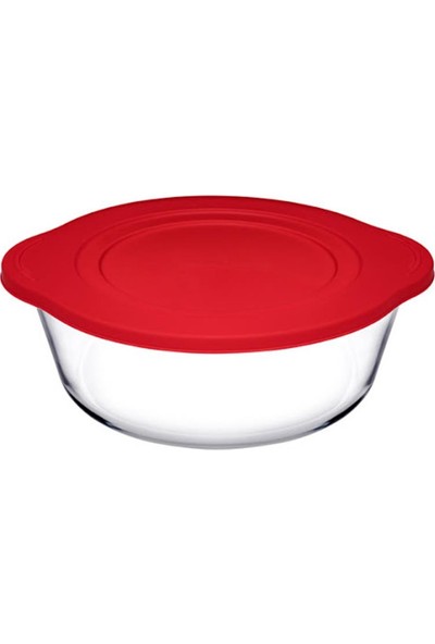 Paşabahçe Borcam Kırmızı Kapaklı Yuvarlak Tencere 2100 cc 1 Adet