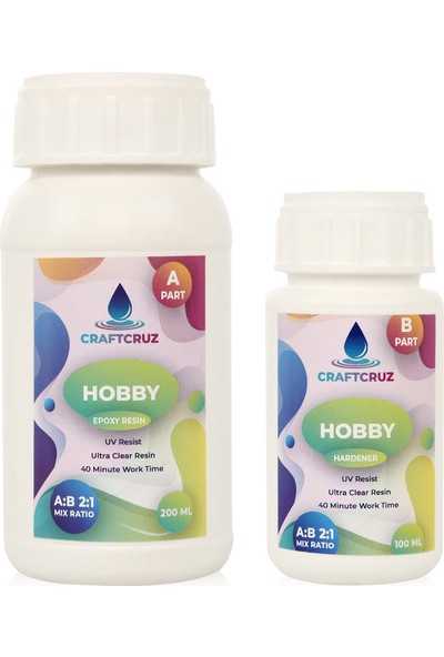 Craft Cruz Hobby Şeffaf Epoksi Reçine 300 Gr ( 200 Gr Reçine + 100 Gr Hardener ) Craft Cruz Hobby Şeffaf Epoksi Reçine 300 Gr ( 200 Gr Reçine + 100 Gr Hardener )
