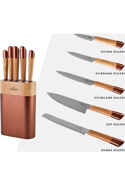 Karaca Maple Rosegold 6 Parça Bıçak Seti Karaca Maple Rosegold 6 Parça Bıçak Seti