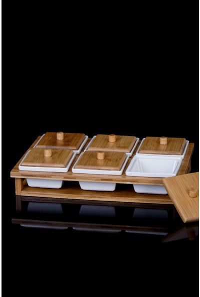 Acar La Pure Bambu Tepsi 6'lı Kare Porselen Kahvaltılık Acar La Pure Bambu Tepsi 6'lı Kare Porselen Kahvaltılık