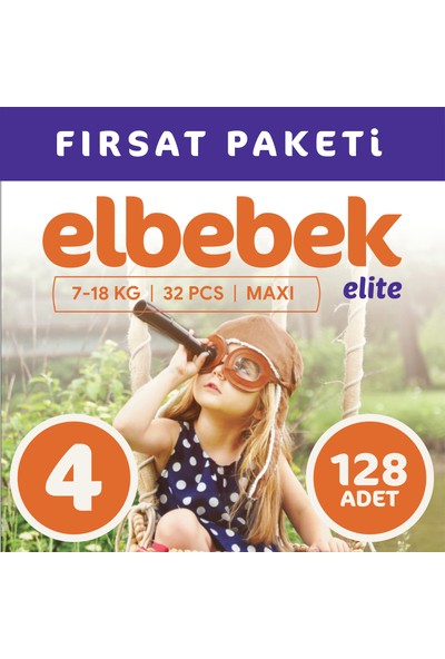 Elbebek Elite Bebek Bezi 4 Numara Maxi 128 Adet Elbebek Elite Bebek Bezi 4 Numara Maxi 128 Adet