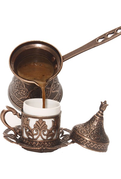 Ayvalı Metal Desenli Döküm Cezve 4 Kişilik- Mıknatıslı Ocaklara Uyumlu