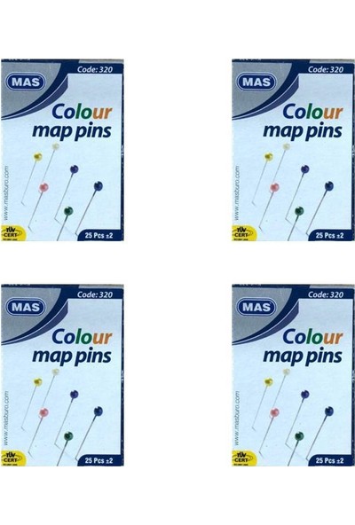 Mas 320 Renkli Başlı Toplu Iğne 4'lü Mas 320 Renkli Başlı Toplu Iğne 4'lü