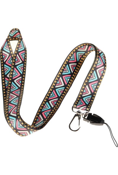 Attach Etnik Renkli Üçgenler Boyun Askı Ipi