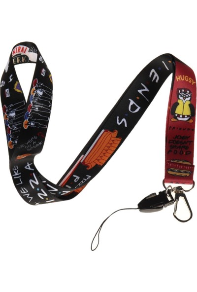 Attach Friends Siyah Bordo Pizza Boyun Askı Ipi