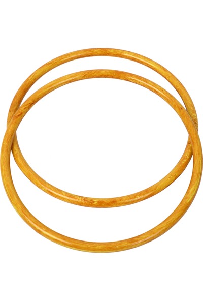 Nilden Hobi Ahşap Görünümlü Vernikli Makrome Halka - Çapı 23 cm ( Çift )