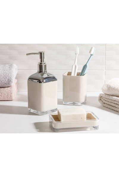 English Home Elegance Kristal 3'lü Banyo Seti 17,5x6,5x6,5 Cm+9x6,5x6,5 Cm+1 Bej English Home Elegance Kristal 3'lü Banyo Seti 17,5x6,5x6,5 Cm+9x6,5x6,5 Cm+1 Bej