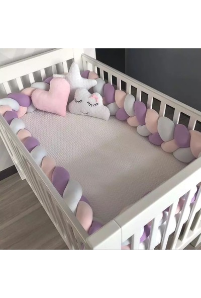 Guldesignstore 3'lü Örgü Koruma 360 cm Lila-Pembe-Beyaz