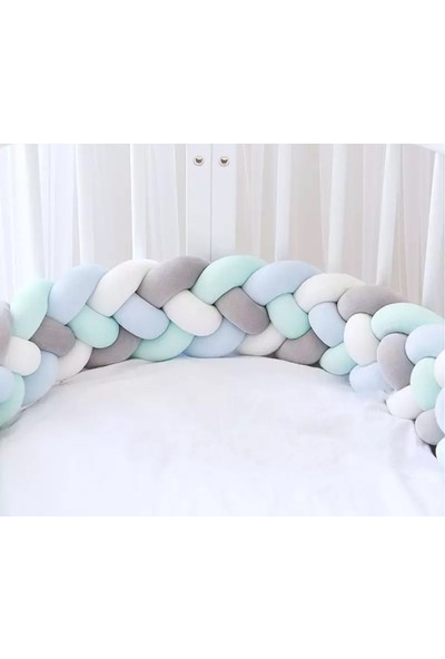 Guldesignstore 4'lü Örgü Koruma 360 cm Bebe Mavi-Su Yeşili-Gri-Beyaz