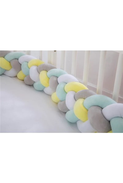 Guldesignstore 4'lü Örgü Koruma 360 cm Sarı-Beyaz-Gri-Bebe Mavi