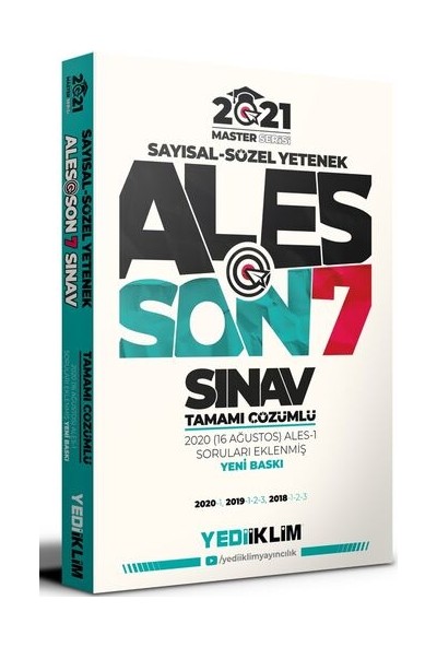 Yediiklim Yayınları 2021 Master Serisi Ales Son 7 Sınav Tamamı Çözümlü Çıkmış Sorular Yediiklim Yayınları 2021 Master Serisi Ales Son 7 Sınav Tamamı Çözümlü Çıkmış Sorular