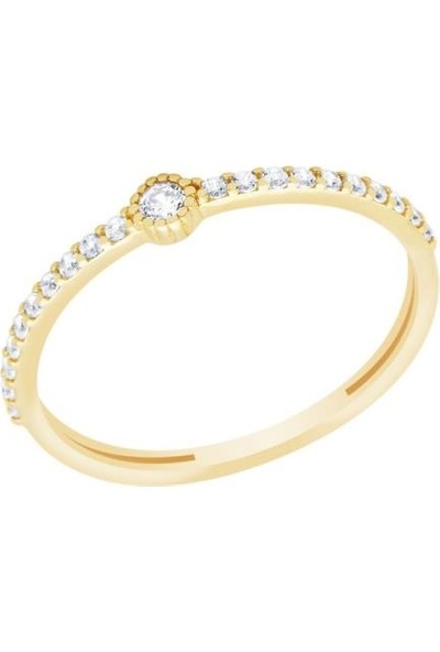 Diamond Line-Gülaylar - Altın 14 Ayar Trend Yüzük
