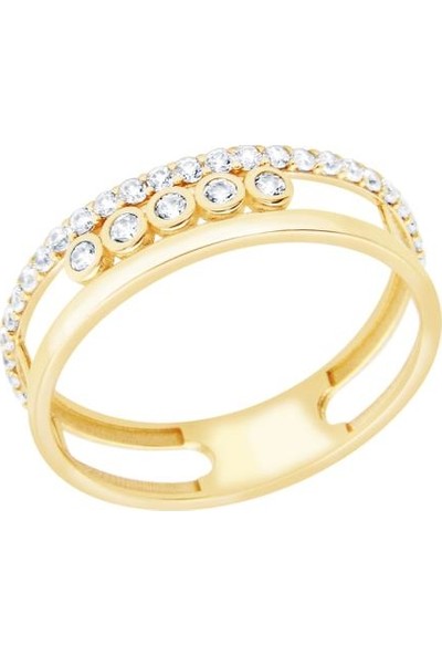 Diamond Line-Gülaylar - Altın 14 Ayar Trend Yüzük