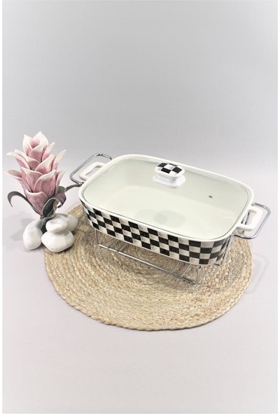 Isıtma Standlı Porselen Dikdörtgen Tencere Chef-20