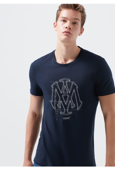 Mavi Erkek Mavi Mühür Logo Baskılı Lacivert Tişört 065936-30651