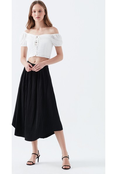 Mavi Kadın Pilili Siyah Etek 168057-900