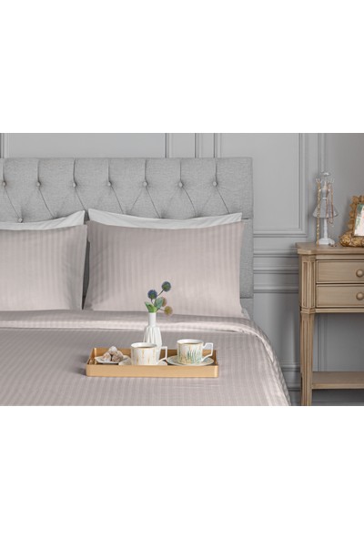 English Home Crystal Ipeksi Twill Tek Kişilik Nevresim Takımı 160 x 220 cm Taş Rengi