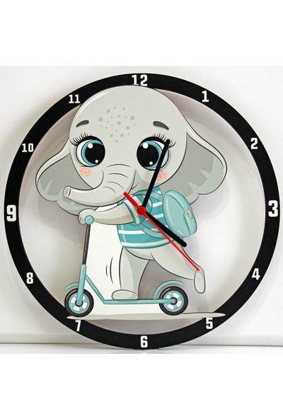 Meyu Home Fil Tasarımlı 29 cm Ahşap Saat