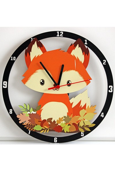 Meyu Home Tilki Tasarımlı 29 cm Ahşap Saat Meyu Home Tilki Tasarımlı 29 cm Ahşap Saat
