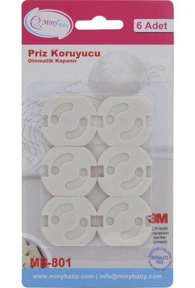 Miny Baby Priz Emniyeti Otomatik Kapanır - 6'lı Miny Baby Priz Emniyeti Otomatik Kapanır - 6'lı