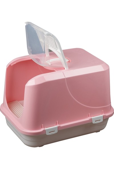 Çınar Xxl Büyük Kapalı Tuvalet Kabı Kürekli Plastik Özel Paspaslı 65 x 50 x 45 cm