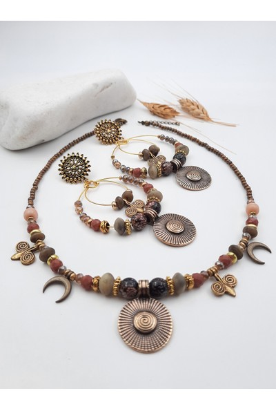 Takıtokacınız Otantik Kolye Küpe Set