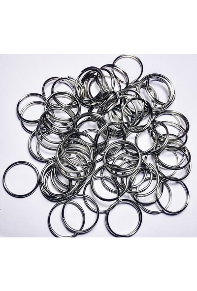 Platin Hediyelik Gümüş Renk Metal Makrome Anahtarlık Halkası 100'lü
