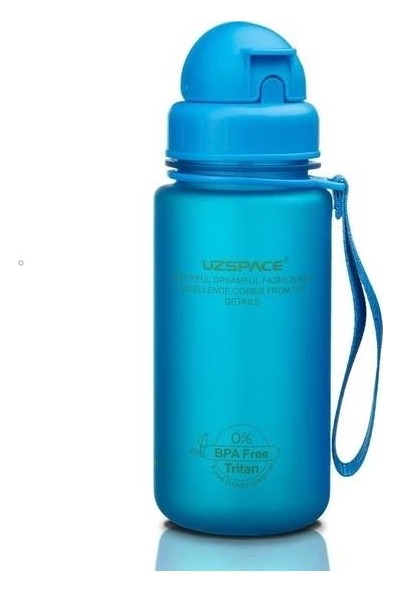 Uzspace Pipetli Tritan Su Matarası 400 ml Mavi Uzspace Pipetli Tritan Su Matarası 400 ml Mavi