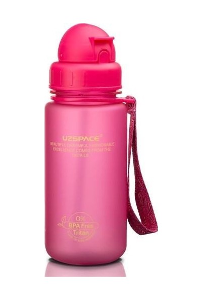Uzspace Pipetli Tritan Su Matarası 400 ml Pembe Uzspace Pipetli Tritan Su Matarası 400 ml Pembe