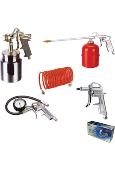 Max Extra Boya Tabanca Seti 5'li Kit Set Havalı Alet Seti Max Extra Boya Tabanca Seti 5'li Kit Set Havalı Alet Seti