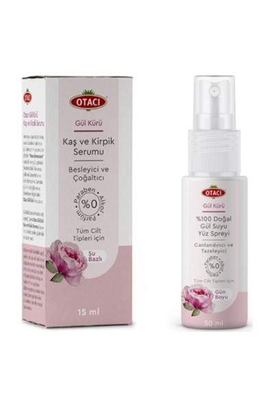 Otacı Kaş ve Kirpik Serumu 15 ml + %100 Doğal Gül Suyu Yüz Spreyi Otacı Kaş ve Kirpik Serumu 15 ml + %100 Doğal Gül Suyu Yüz Spreyi