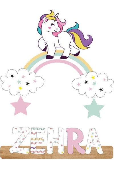 Meşgalem Unicorn Kız Bebek Ahşap Kapı Süsü Meşgalem Unicorn Kız Bebek Ahşap Kapı Süsü