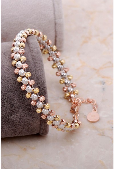 Sümer Telkari Dorissa Rose Altın Yaldızlı Gümüş Örgü Bilezik 3358 Sümer Telkari Dorissa Rose Altın Yaldızlı Gümüş Örgü Bilezik 3358