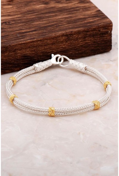 Sümer Telkari Kazaziye Işlemeli Tasarım Gümüş Bileklik 3238