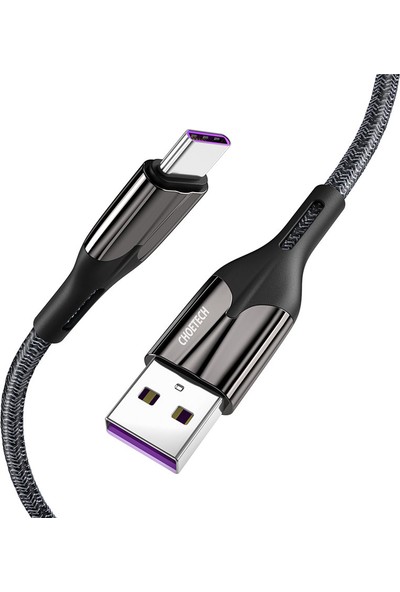 Choetech 5A USB-C Süper Hızlı Şarj Kablosu - 1.2 Metre - Siyah