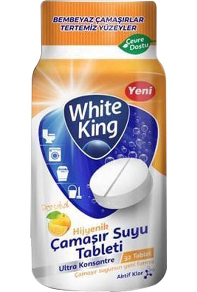 White King Hijyenik Çamaşır Suyu Tableti Turunç 32'li White King Hijyenik Çamaşır Suyu Tableti Turunç 32'li