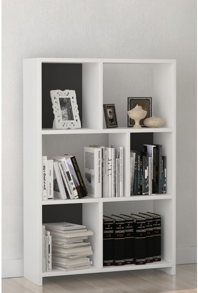 PlatinReyon 6 Bölmeli Zigzag Kitaplık Raf Kütüphane