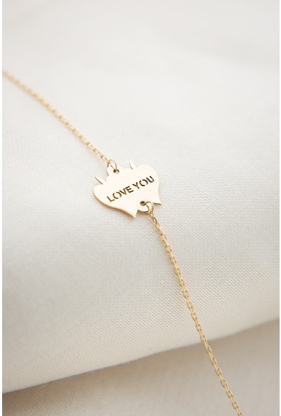 Elika Silver Kadın Love You Yazılı 14 Ayar Altın Bileklik Elika Silver Kadın Love You Yazılı 14 Ayar Altın Bileklik
